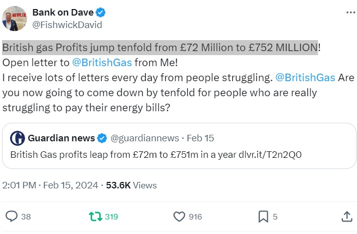 British gas Profits jump tenfold from £72 Million to £752 MILLION ...